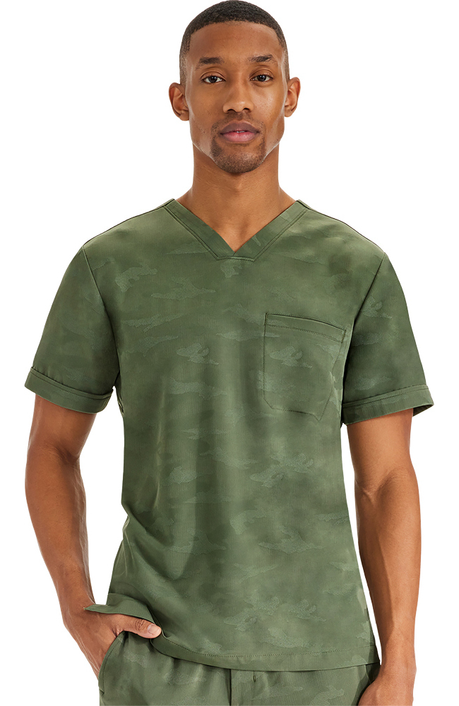 Purple Label by Healing Hands Men's Jack V-Neck Camo Scrub Top ...