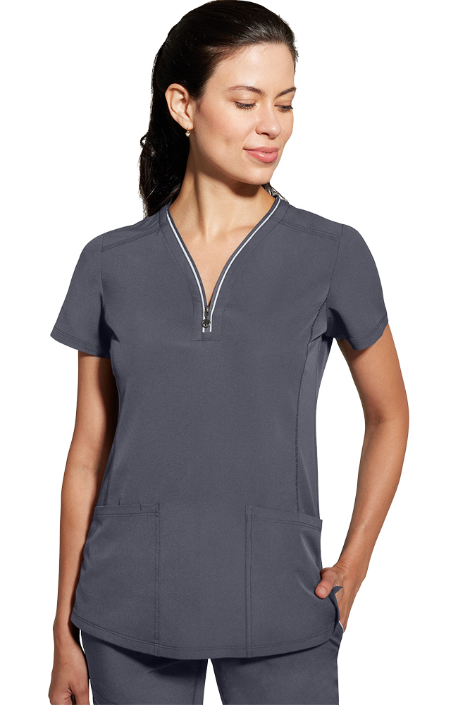 Women's Sonia Zip Y-Neck Scrub Top | Healing Hands Scrubs