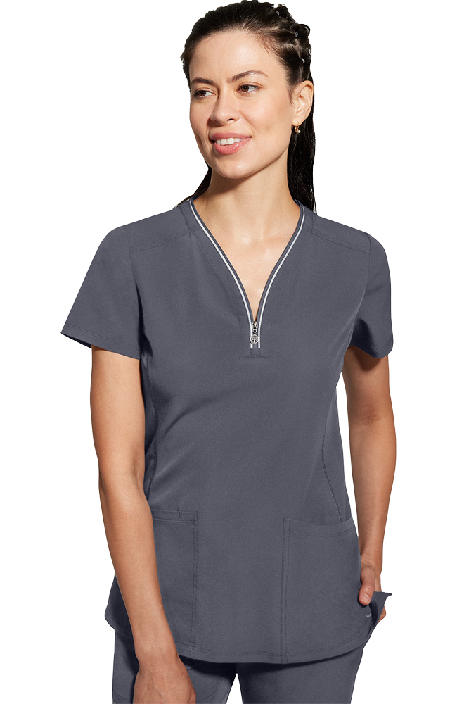 Women's Sonia Zip Y-Neck Scrub Top | Healing Hands Scrubs