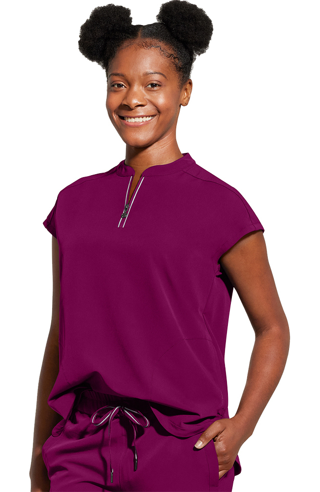 Women's Sandy Zip Mandarin Collar Scrub Top | Healing Hands Scrubs