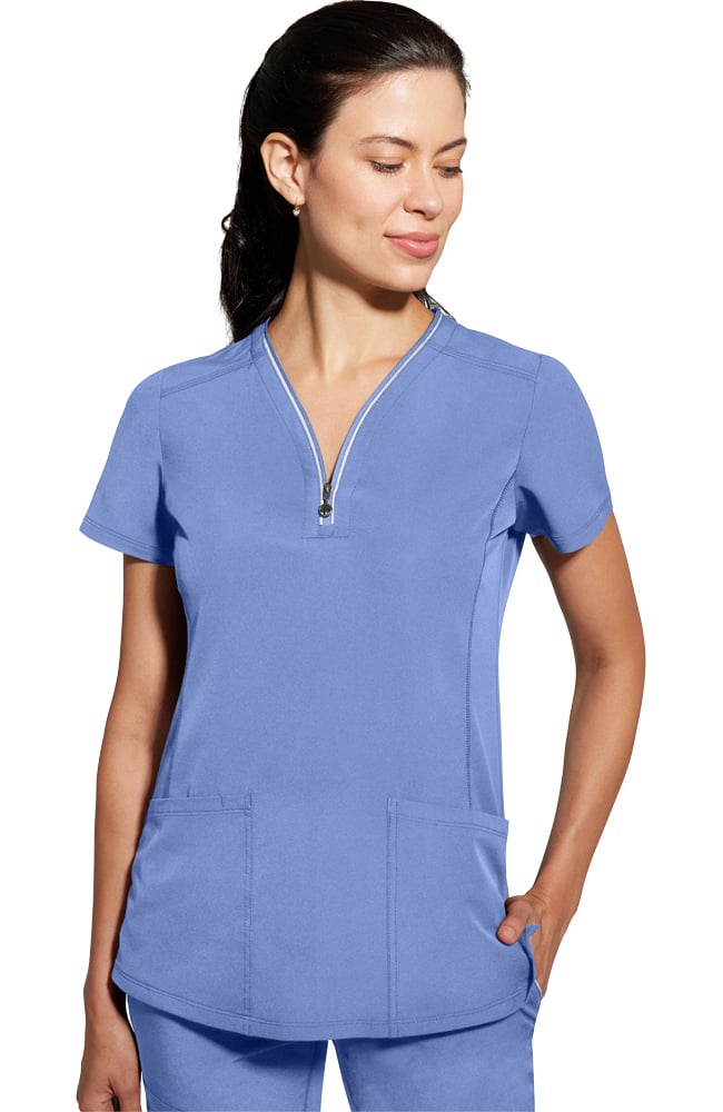 Women's Scrub Set: Sonia Zip Y-Neck Top & Nisha Knit Waistband Pant ...
